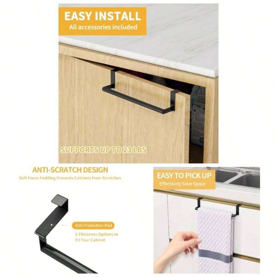 Over Door Towel Rack, Kitchen Towel Holder Over Cabinet Door Towel Bar ...