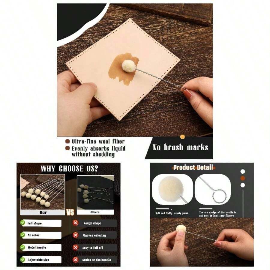 Wool Daubers Wool Daubers Ball Brush Leather Dye With Metal Handle Wool ...
