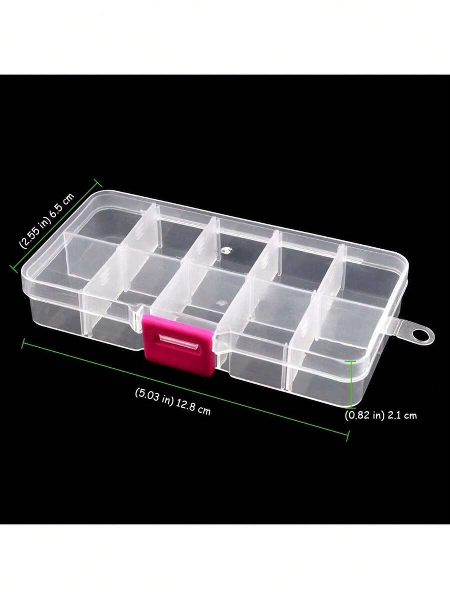 10 Grids Clear Plastic Organizer Box Storage Container Jewelry Box With ...