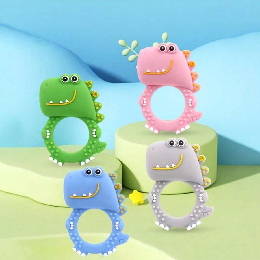 1pc Cute Dinosaur Silicone Teethers - Soft Chew Toy With Claws & Side ...