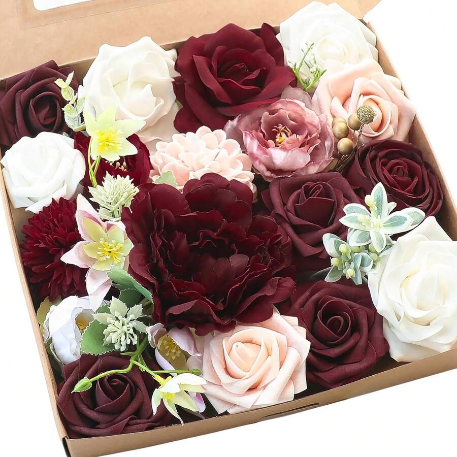 Artificial Flowers Fake Roses Peonies Dahlia Greenery Combo Box Set | aktuelle Trends, günstig ...