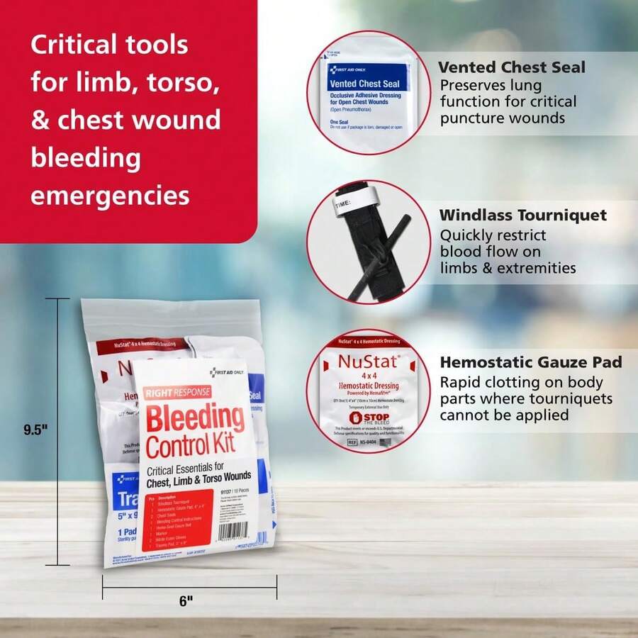 First Aid Only 91137 Critical Essentials Bleeding Control Kit Chest ...