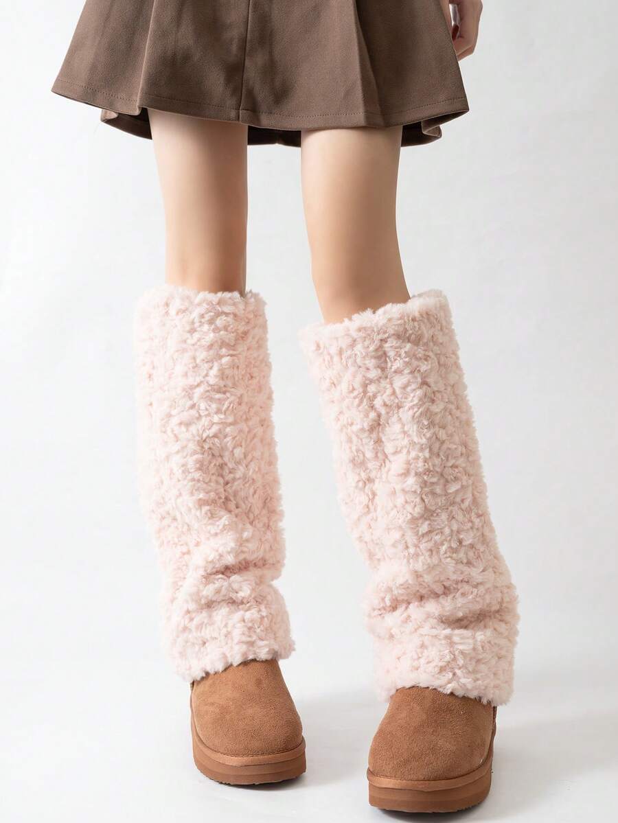 1 Pair Women Y2K Harajuku Style Furry Leg Warmers, Subculture Fluffy ...