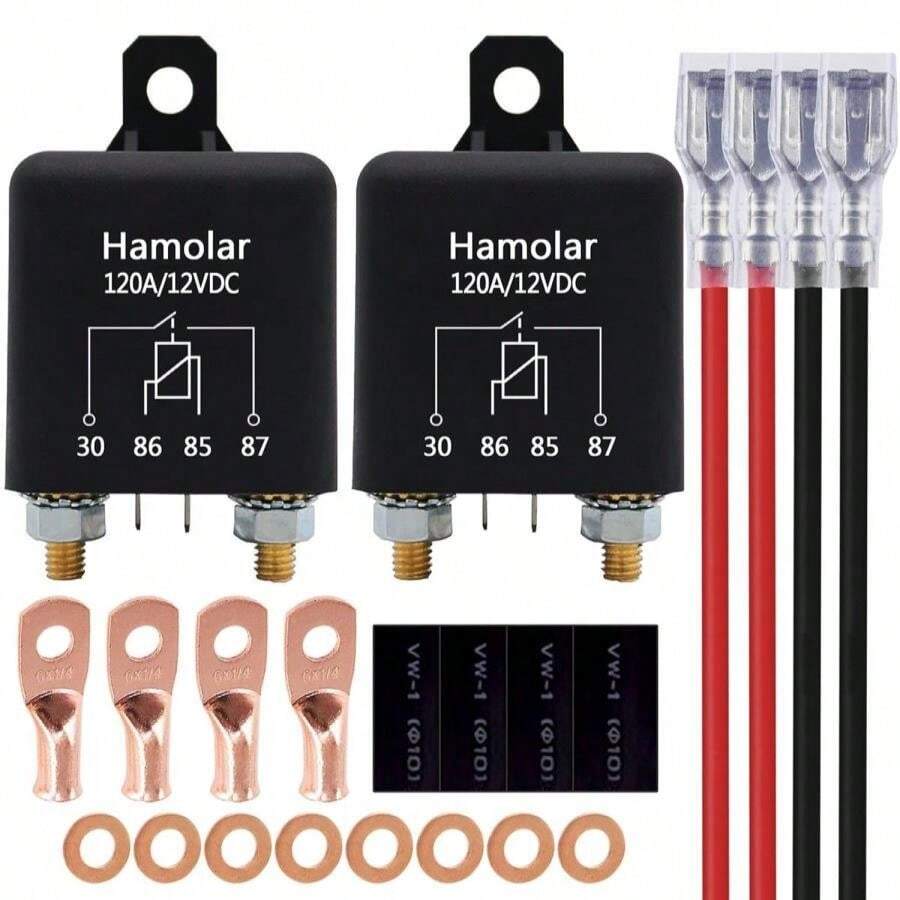 Hamolar 2 Pack 12V DC 120A Starter Relay Switch Car Heavy Duty Split ...