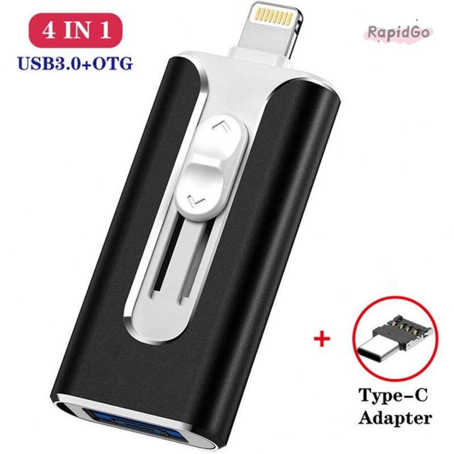 4 In 1 Portable Type-C Plug & Play Flash Drive, Push-Pull Design Flash ...