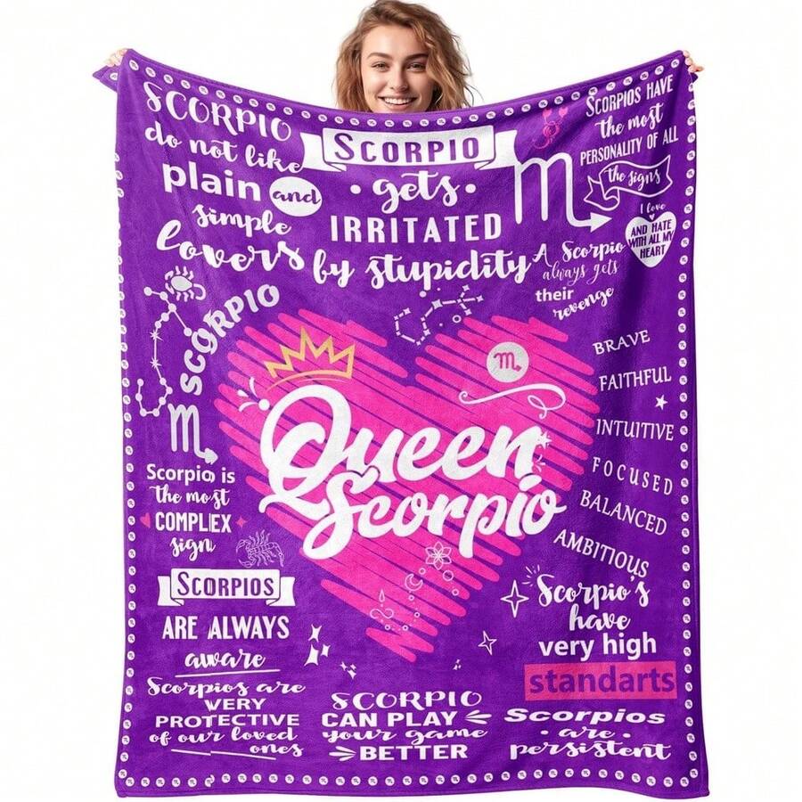 2D Flat, Zodiac Scorpio Gift Throw For Women - Soft And Warm, Birthday ...