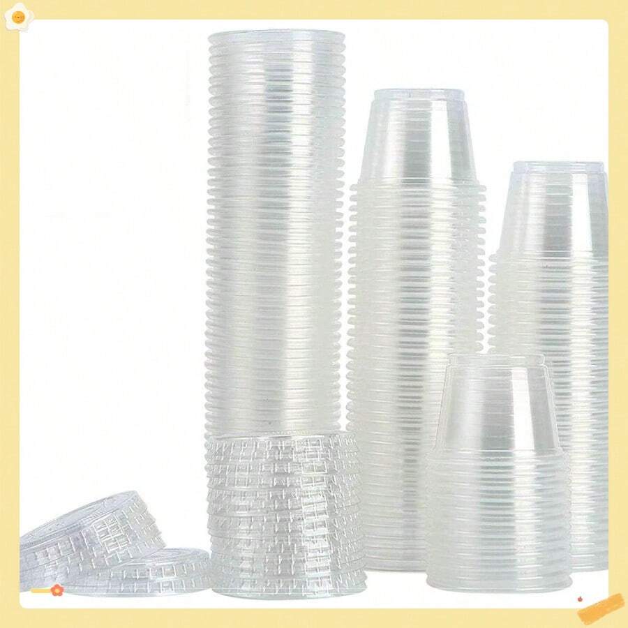 Small Plastic Cups With Lids 1oz Clear Portion Containers, Mini ...