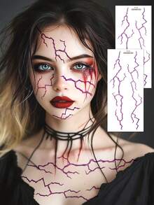2Sheets Large Halloween Lightning & Blood Vessel Temporary Tattoo ...