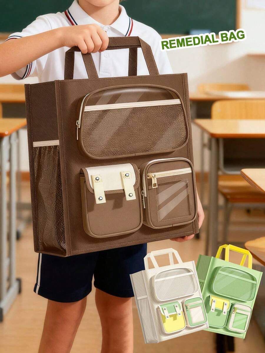 1pc Cartoon Pattern A4 Homework Bag, Minimalist Large Capacity Multi ...