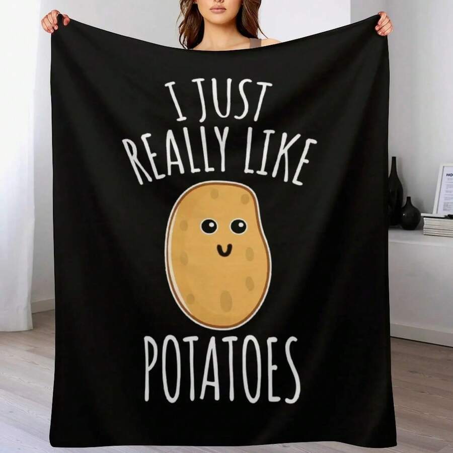I Just Really Like Potatoes - Funny Potato Gift Throw Blanket Shaggy ...