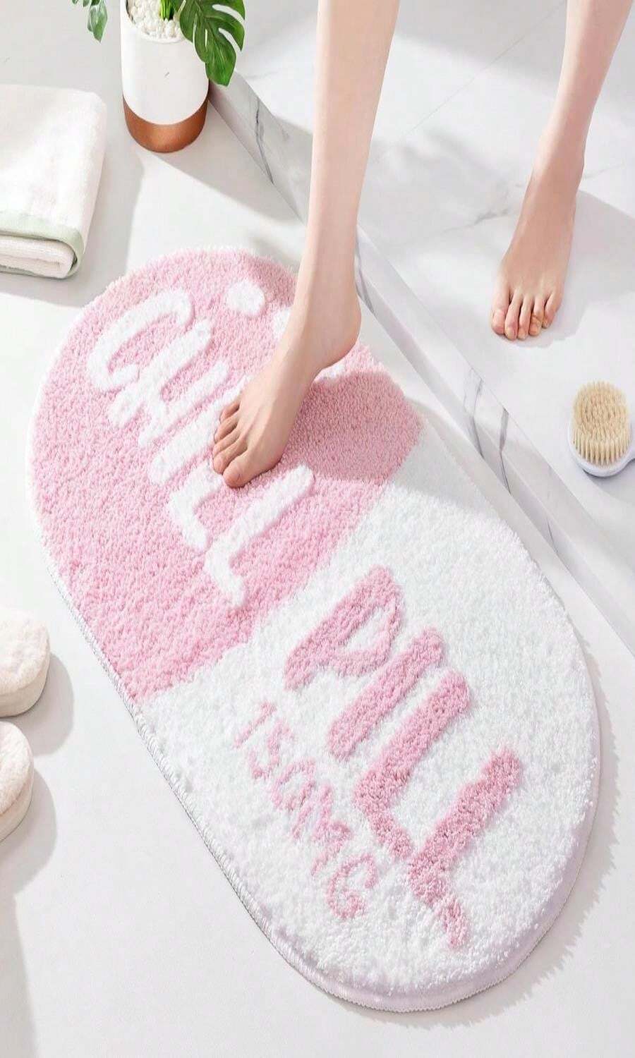 FROZZUR Chill Pill Bath Mat, Non Slip Pink Bath Mats For Bathroom Cute ...