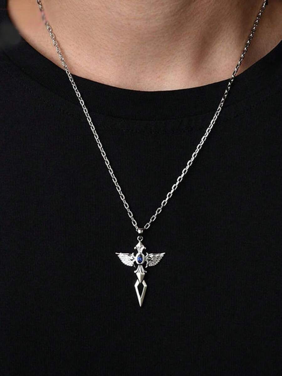 1pc Angel Devil Cross Punk Creative Pendant Necklace, Couple Gift ...