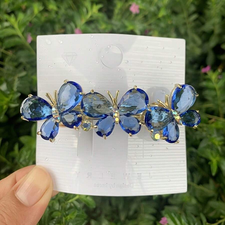 Crystal Rhinestone Hairpin French Clip Retro Butterfly Spring Clip ...