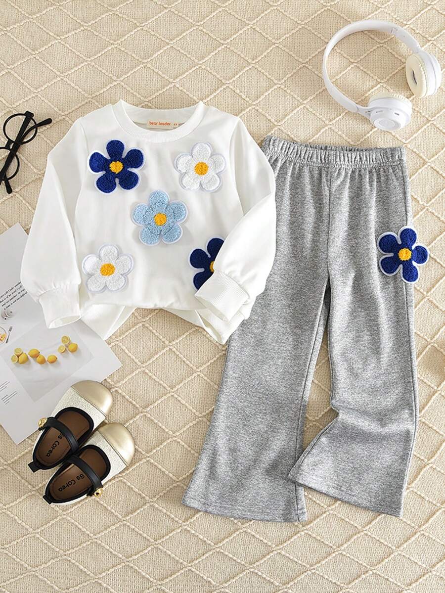 2pcs/Set Toddler Girls' Casual Striped Long Sleeve Top With Lapel And ...