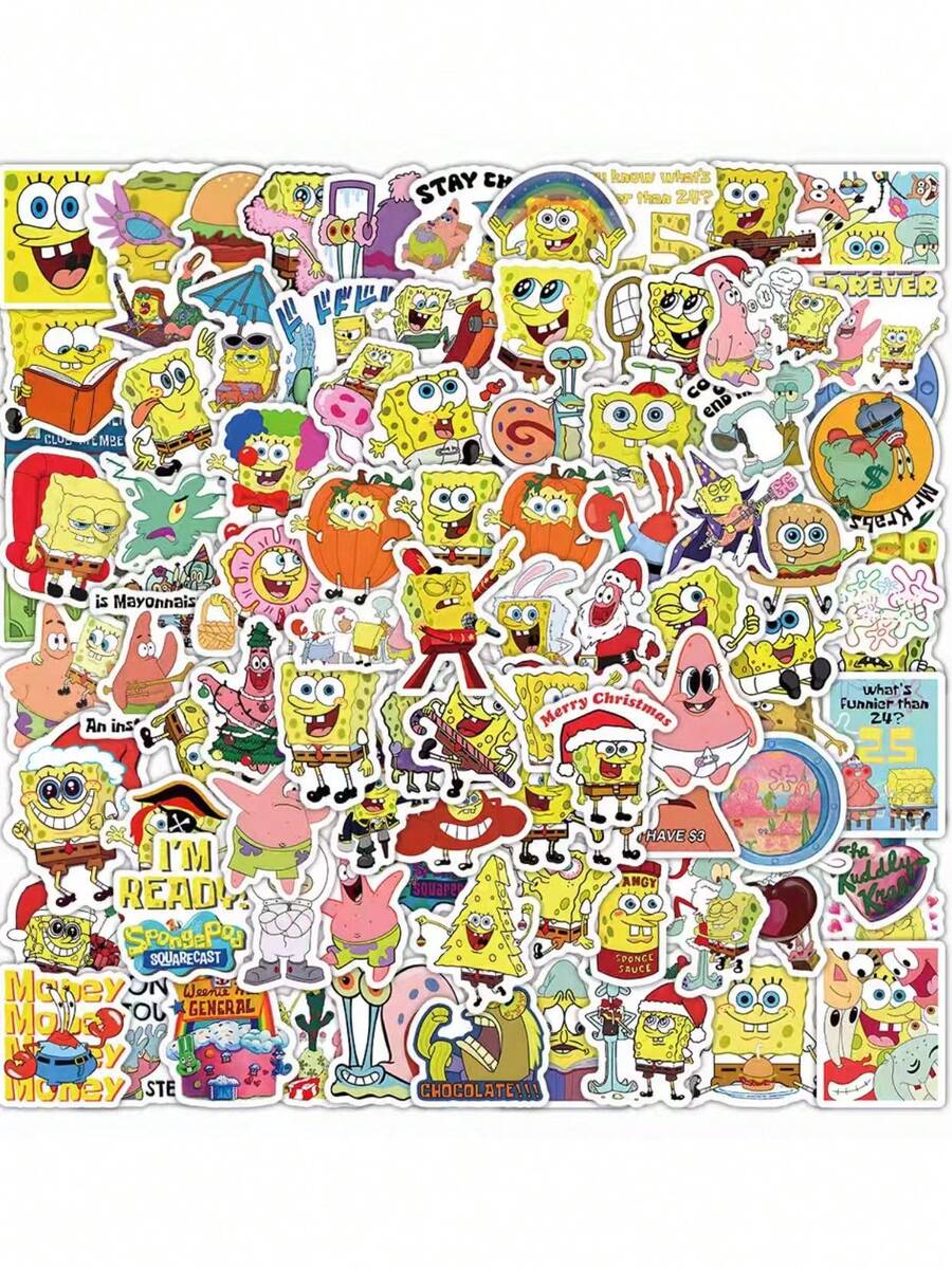 100/200 SpongeBob SquarePants Stickers, Cute Cartoon Stickers, Patrick ...