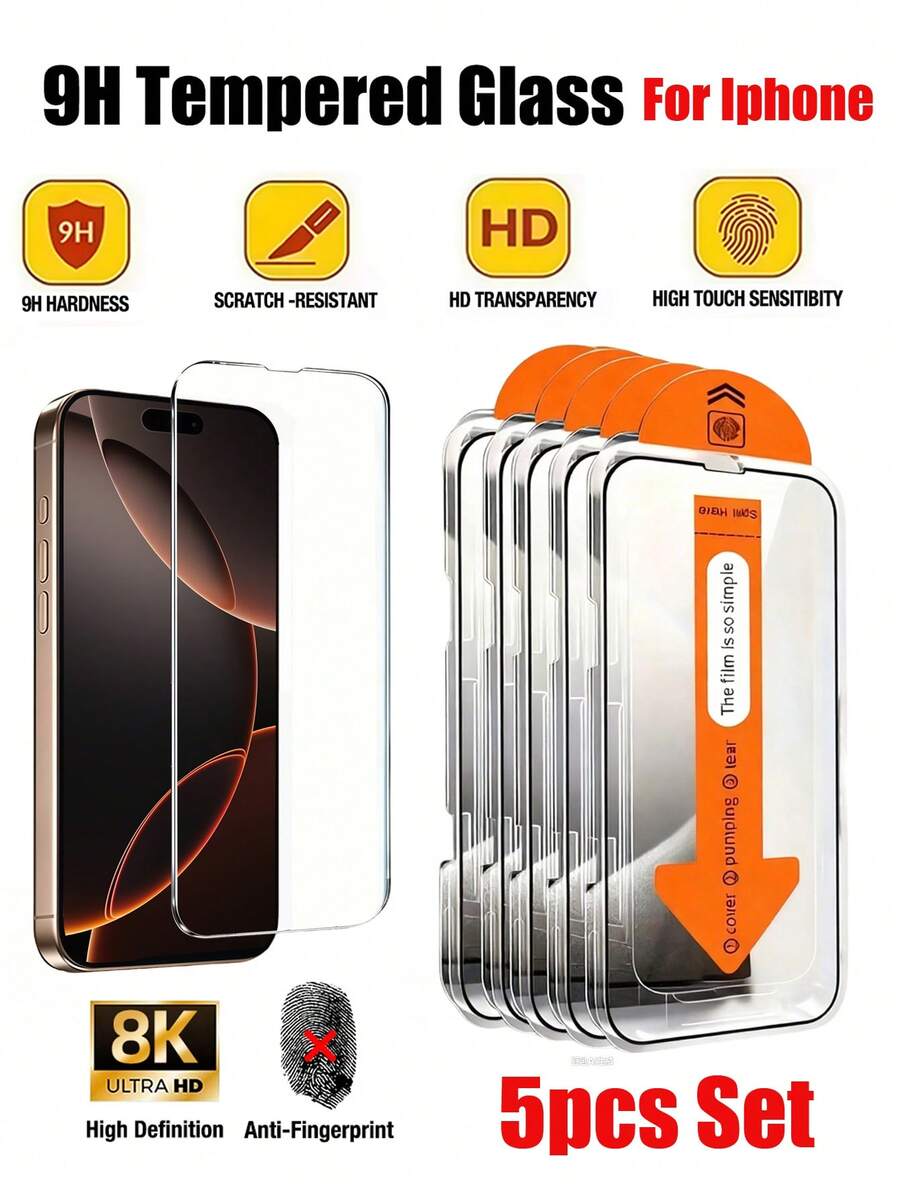 5 paquetes de protector de pantalla para iPhone 17 Pro Max 6.9", dureza ...