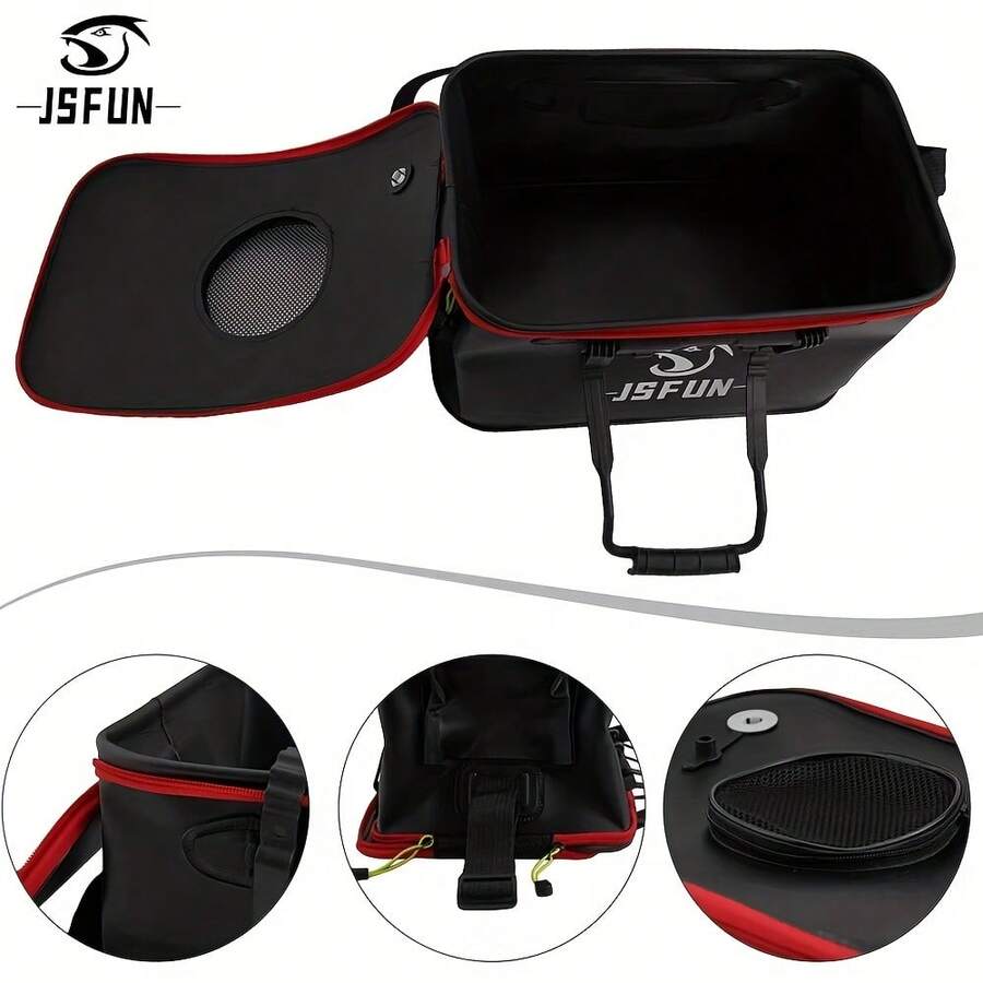 JSFUN Foldable Thick Live Fish Bucket, Oxygenless Portable EVA Water ...