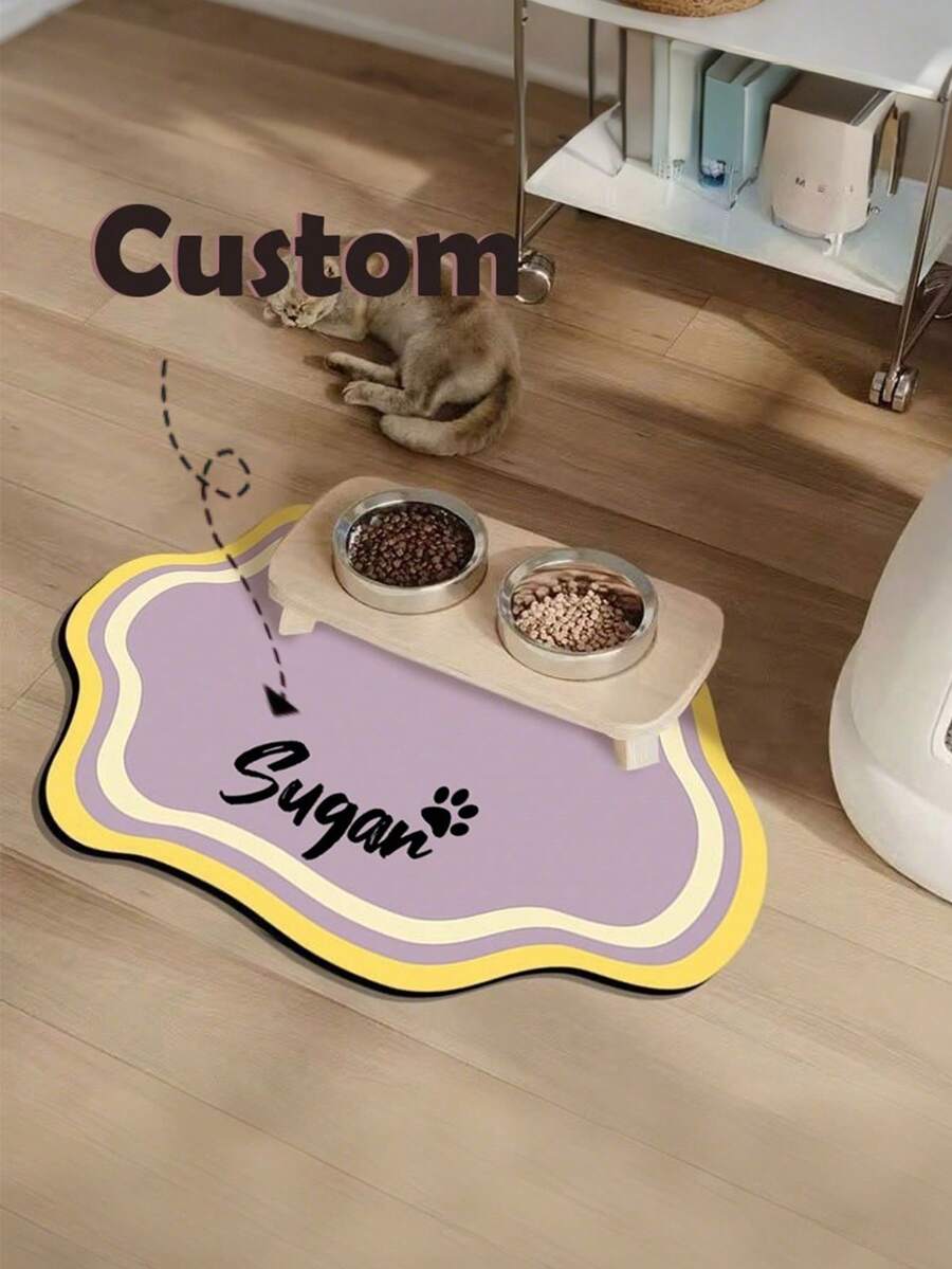 Personalized Custom Made Pet Feeding Mat - Quick Drying With Water ...