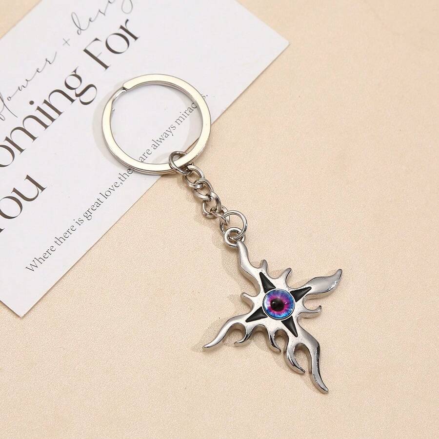 1pc Vintage Zinc Alloy & Stainless Steel Cross Bohemian Style Keychain ...