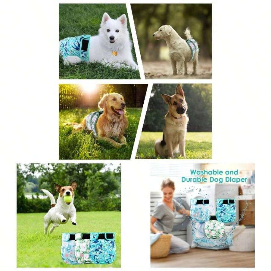 3Pack Dog Diapers Female, Washable Diaper Doggie, Highly Absorbent ...