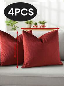 1/2/4pcs Solid Color Dutch Velvet Pillowcase, Soft Accent Cushion Case ...