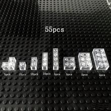 55 Pcs Small Particles Mix Bricks Transparent Clear White Thick Brick ...