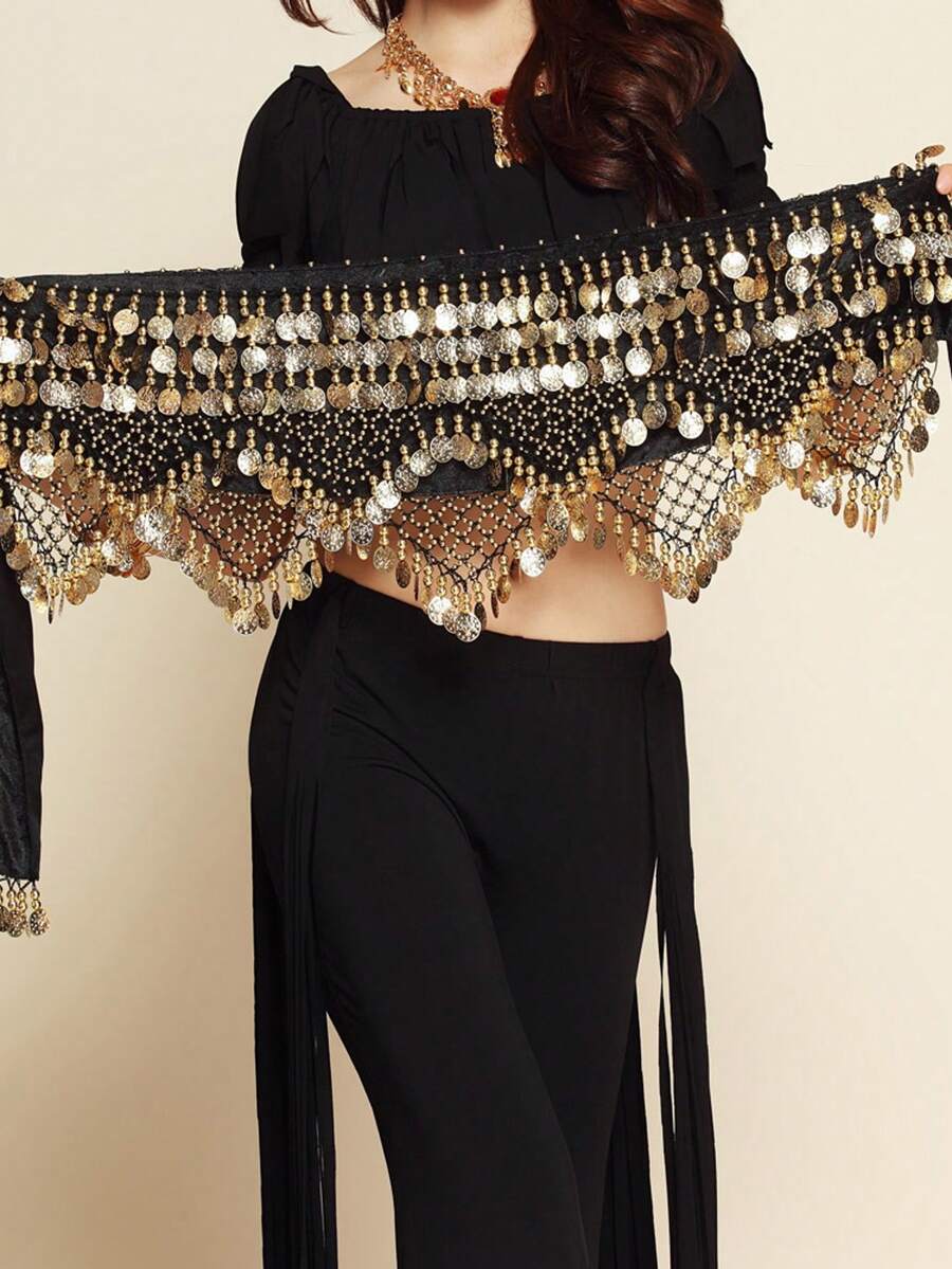 Oriental/ Belly Dance Coin Belt BellyDance Hip Scarf Golden Coins Belly ...