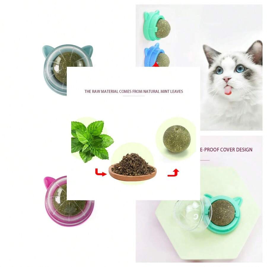 Cats Catnip Cat Toy Natural Ball Removal Cat Grass Treats To Improve Digestion Wall Sticker ...