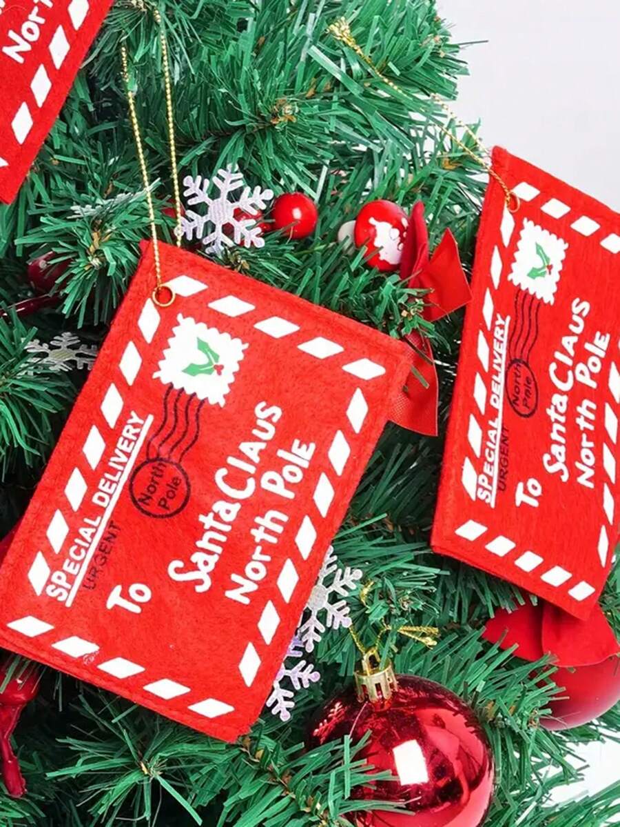 1/8Pcs 2025 Xmas Handmade Felt Envelope Ornament | Red-White Stripes ...