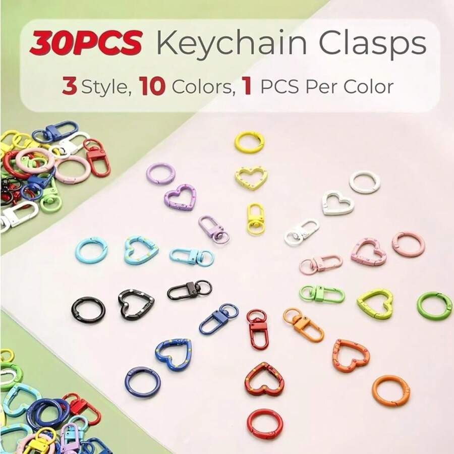 QIAO 10Pcs Keychain Clasp Set 10 Colors Small Set With Lobster Clasps ...