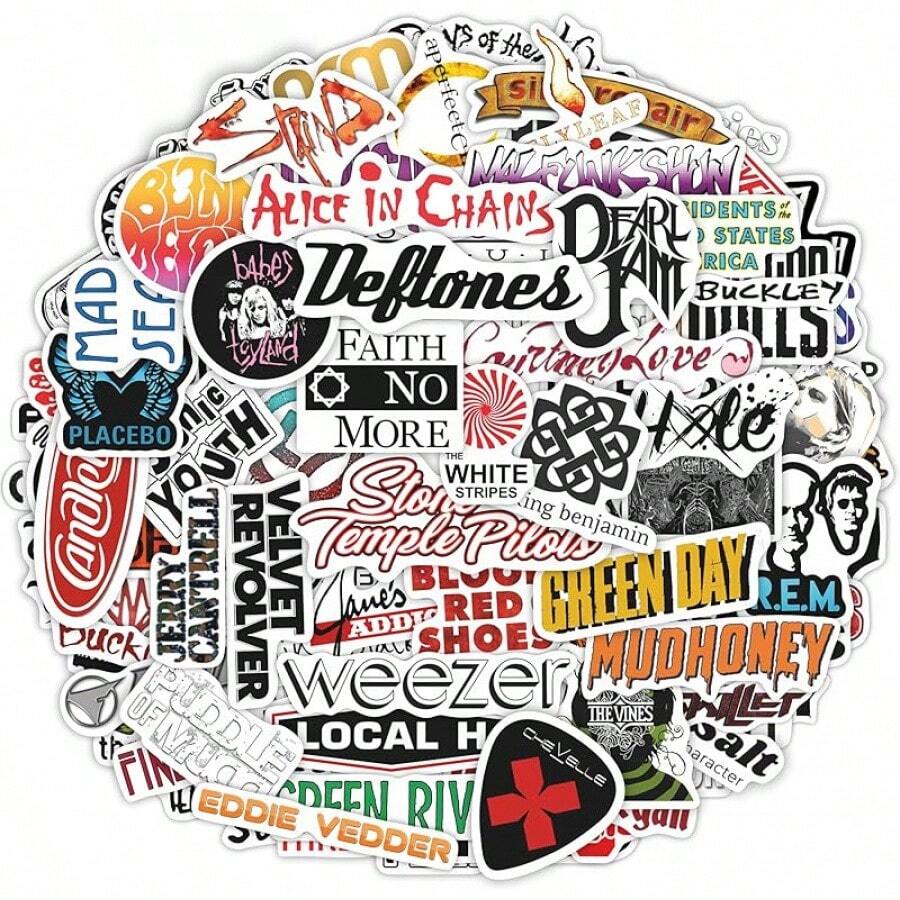 100Pcs Grunge Stickers, 90's Grunge Music, Rock Stickers, Rock Band ...