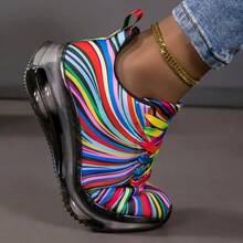 Women's Premium Colorful Rainbow Low-Top Lace-Up Sneakers, Classic ...