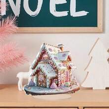 Crystal Christmas House Acrylic Tabletop Ornament, 2D Festive Decor For ...