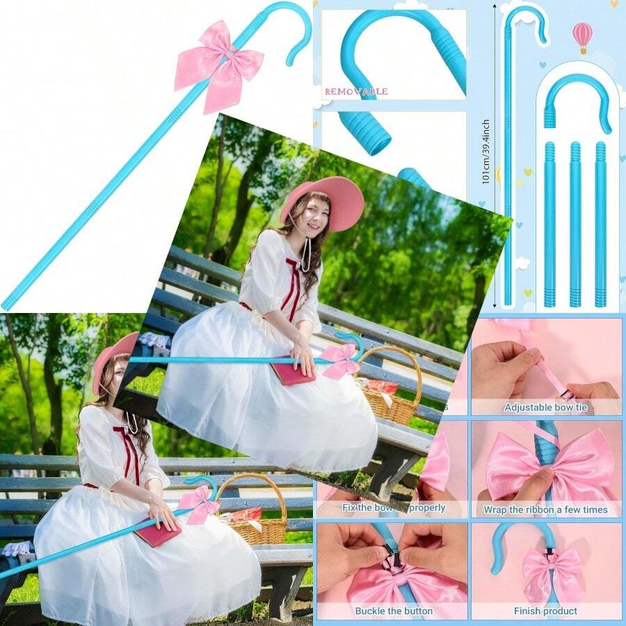 Shepherd Staff And Bow Tie Hook Canes With Bowtie For Women Halloween ...