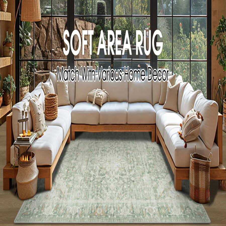 6x9 Area Rugs Washable Rug, Soft Living Room Rug With Anti-Skid Backing ...