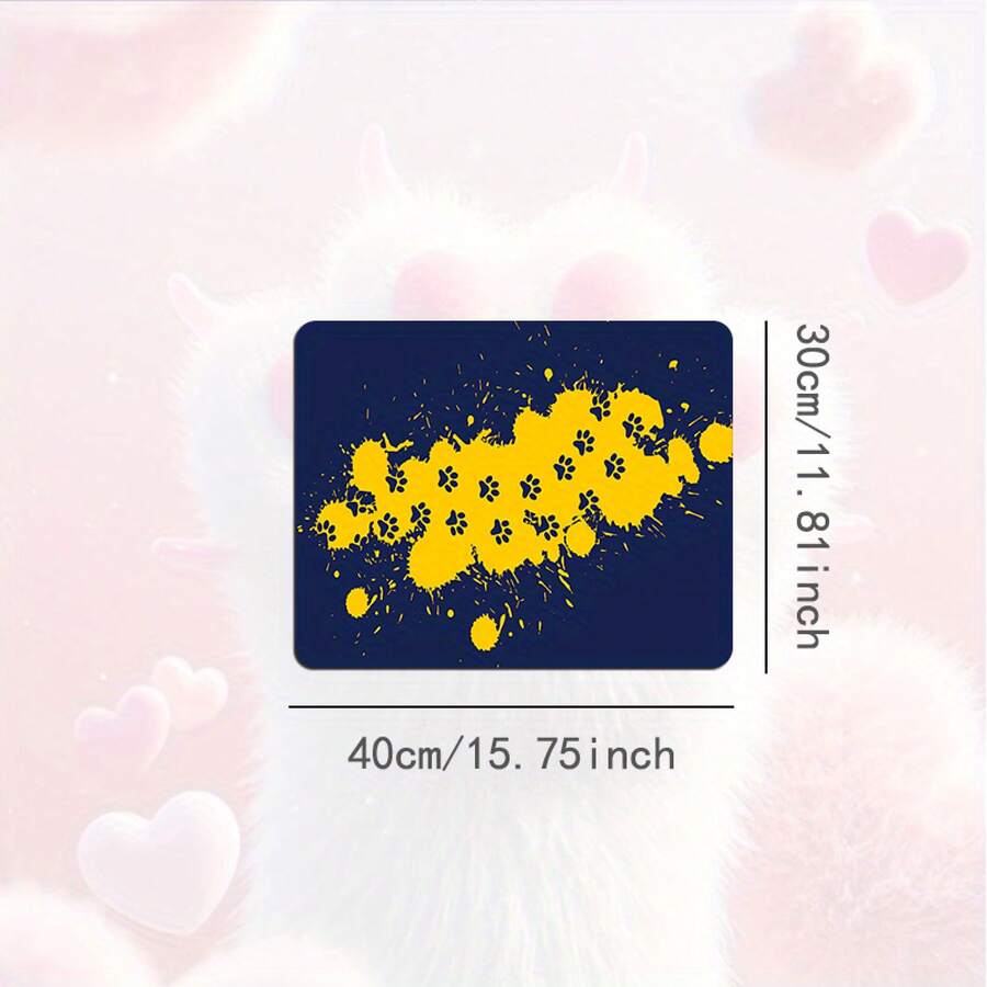 Durable Rubber Dog Feeding Mat With Vibrant Yellow & Blue Flower Design ...