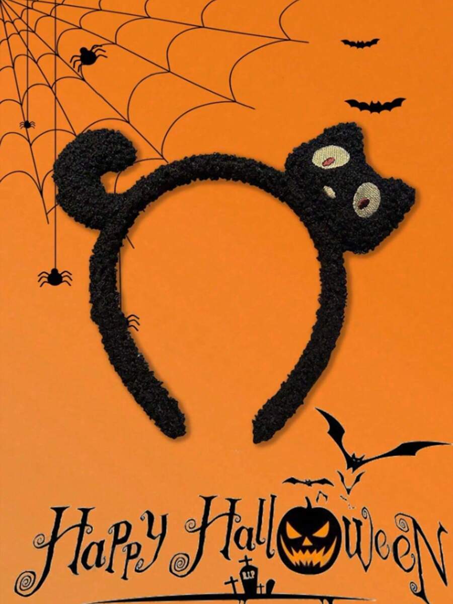 1pc Black Cat Ears Headband Furry Cat Ear Headband For Girl Soft Plush ...