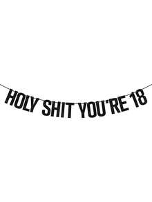 1 Set 18. Geburtstag Dekorationen Banner, schwarzer Glitzer Geburtstags ...