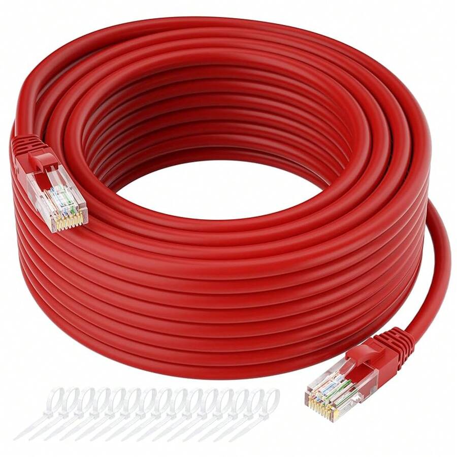 Cat5e Ethernet Cable 25 FT, Long Cat 5e Internet Cable, White Snagless ...