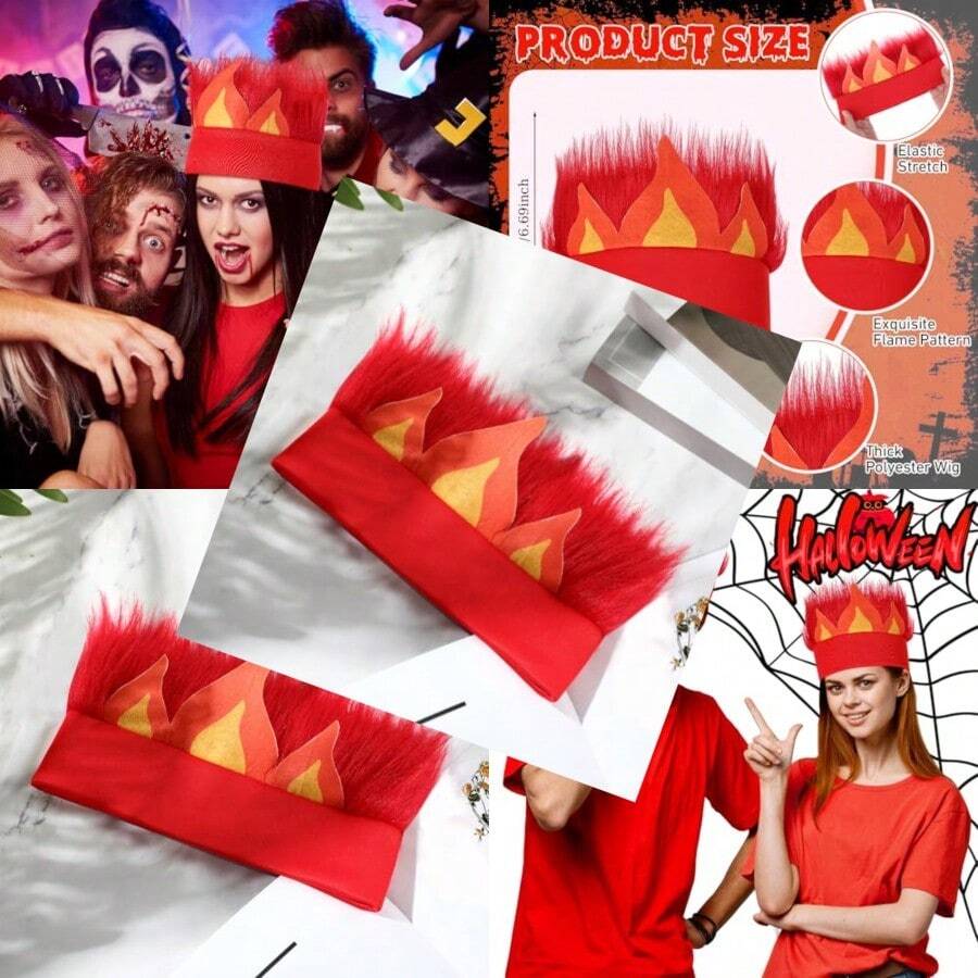 Tradder Halloween Angry Flame Headband Red Flame Headpiece Costume ...