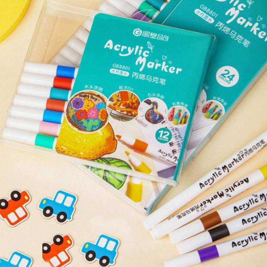 12pcs/24pcs/36pcs/48pcs/60pcs/80pcs Acrylic Marker Pen,Drawing /Graffiti / Diy / Painting ...
