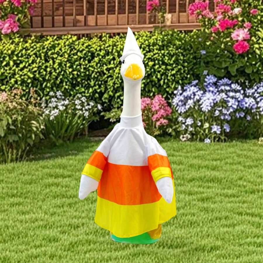 Spooky Cute Halloween Porch Goose Outfit – Candy Corn Cape Hat For Lawn ...