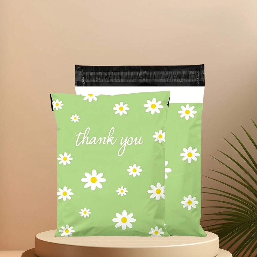 5 Daisy-Printed Waterproof Self-Sealing Shipping Bags, Tear-Resistant ...