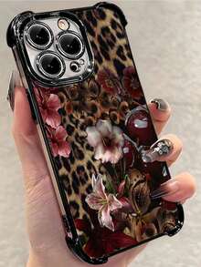 1pc Leopard Cherry Flowers Compatible With Apple Phone17/16/15/14/13/12 ...
