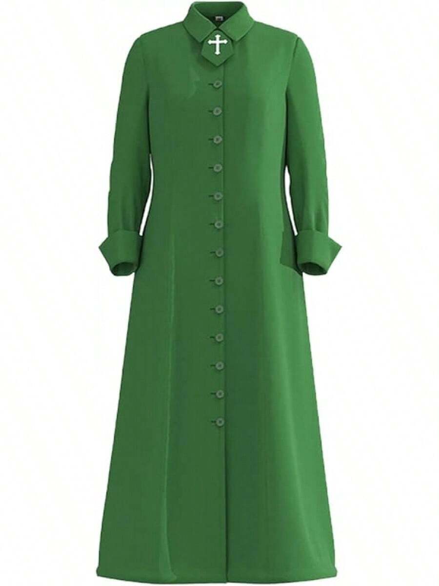 Clergy Women Roman Cassock Single Breasted Minister Choir Cassock Robe ...