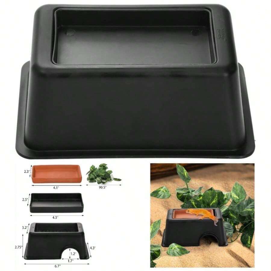 2 Pack Reptile Hide Box, Small Animal Hideout Plastic Hide Cave With ...