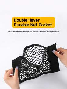 Elastic Hook And Loop Car Trunk Storage Bag, Double-Layer Cargo Net ...