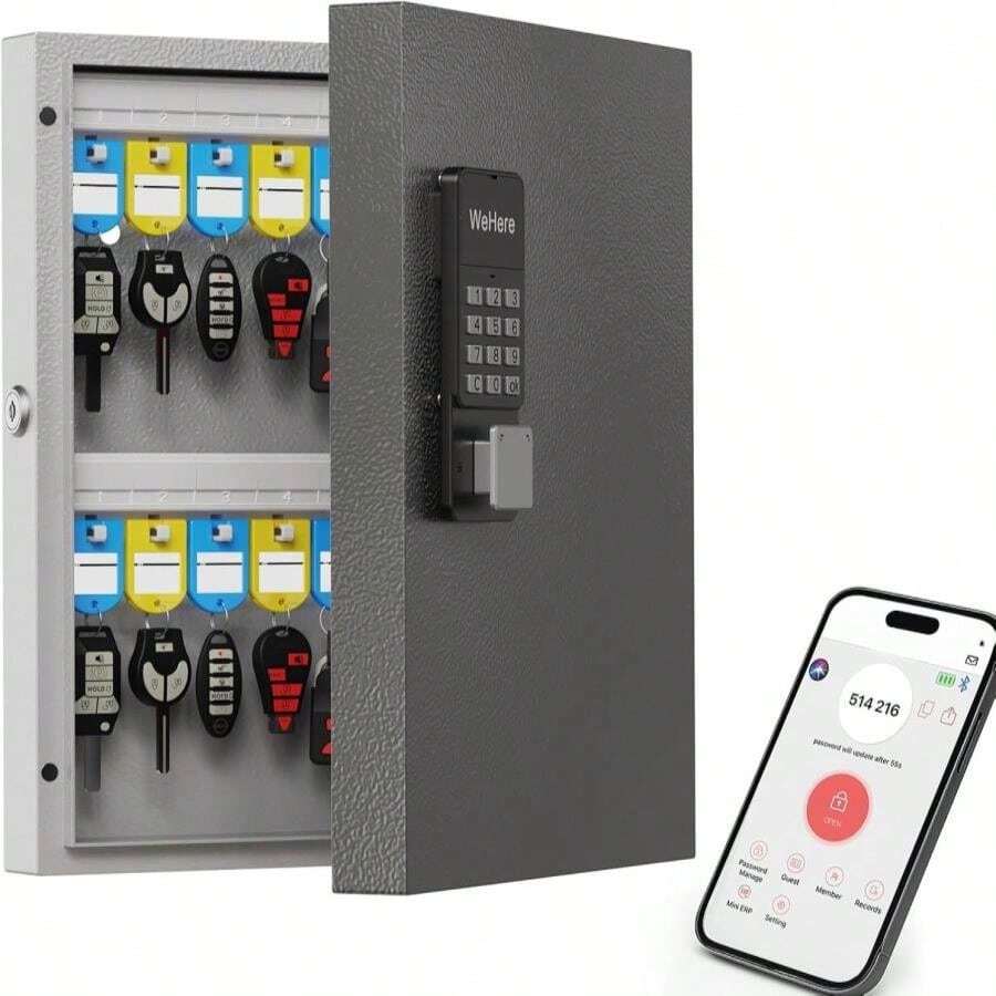 WeHere 32 Key Lock Box With Dual Lock, Combination & Key Unlock, Key ...