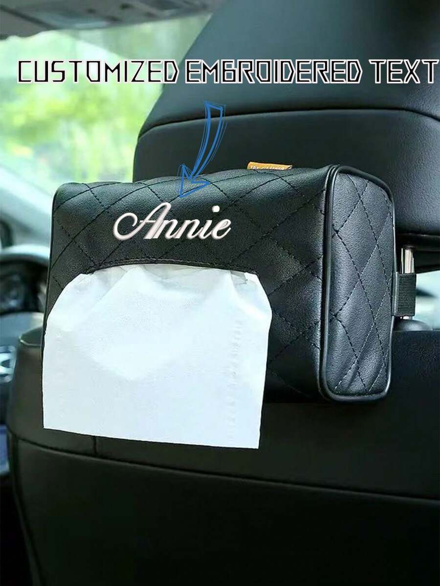 1pc Customized Embroidered Car Tissue Box, Universal Car Tissue Paper ...