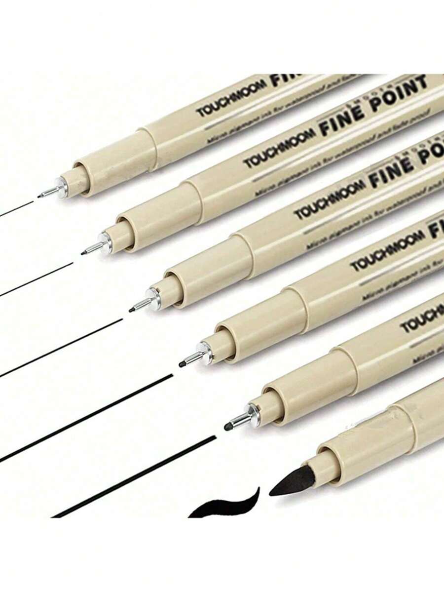 6/9/12pcs Drawing Pen Set, Black Ink, Fine Liner Pens Suitable For ...